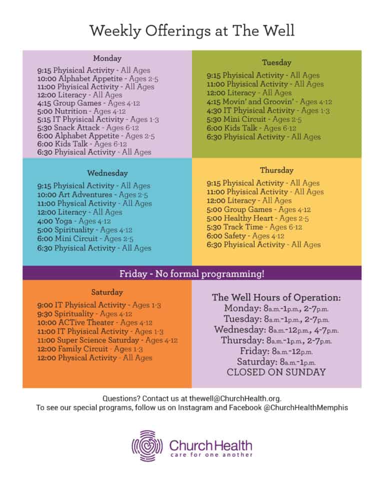 The Well Hours & Schedule | Church Health